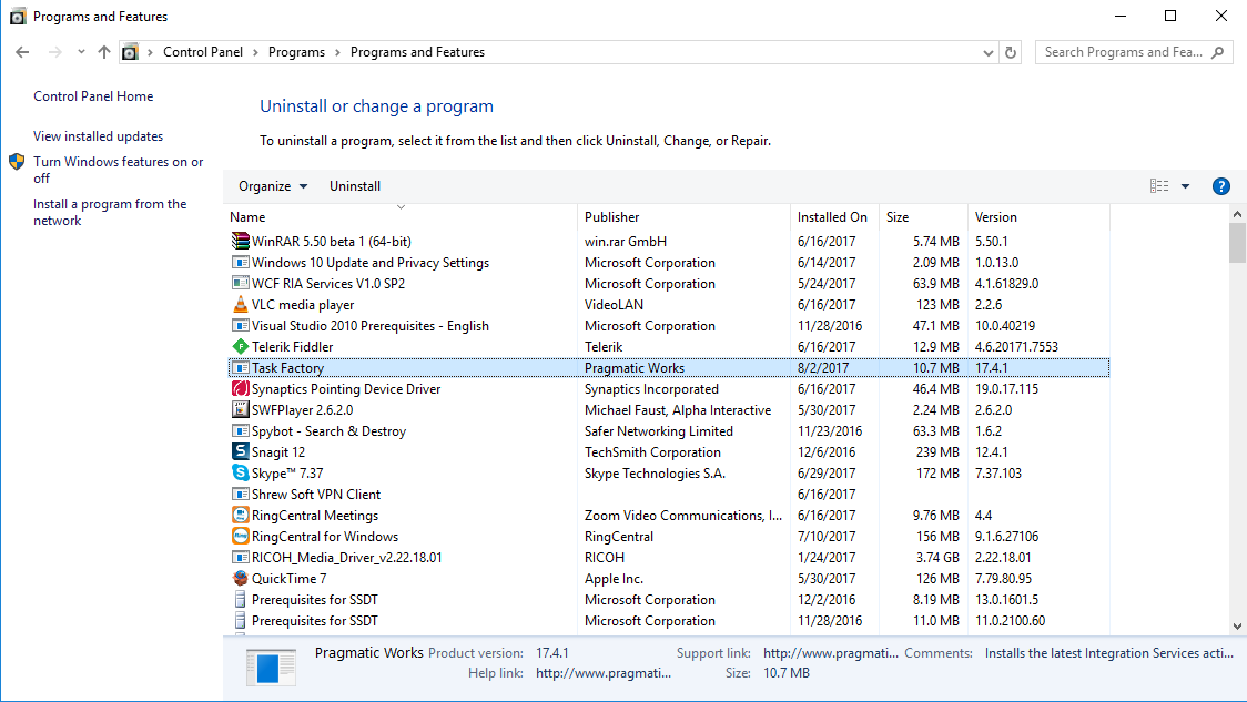 Upgrading Task Factory