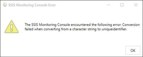 BI xPress - Monitoring Dashboard "Conversion failed when converting from a character string to ...